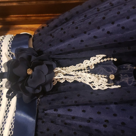 Chasing Fireflies | Dresses | Navy Blue Floral Sash Flower Girl Dress ...